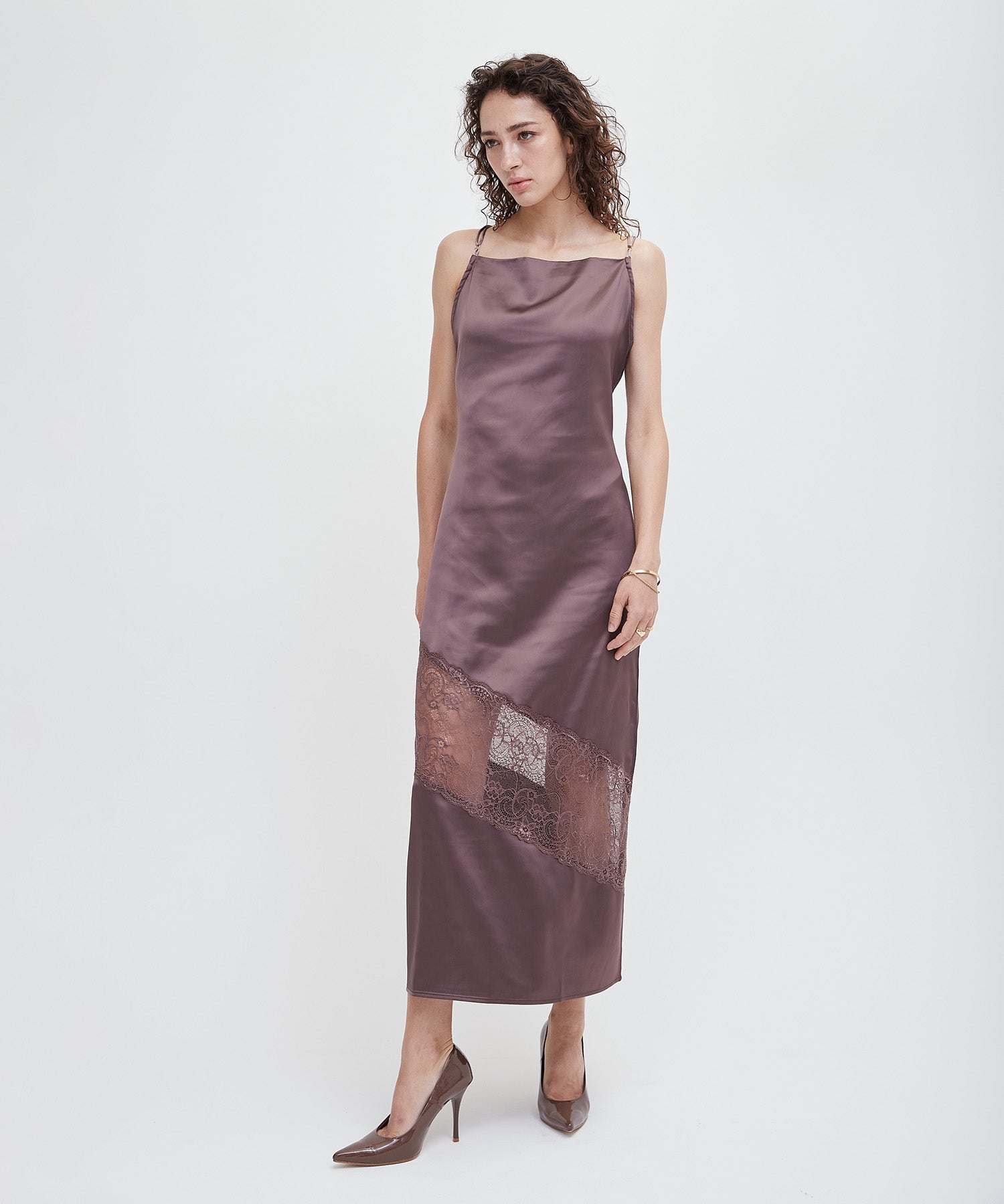 Cocktail See Through Dress 枯茶 Dark Brown Amaterasjapan