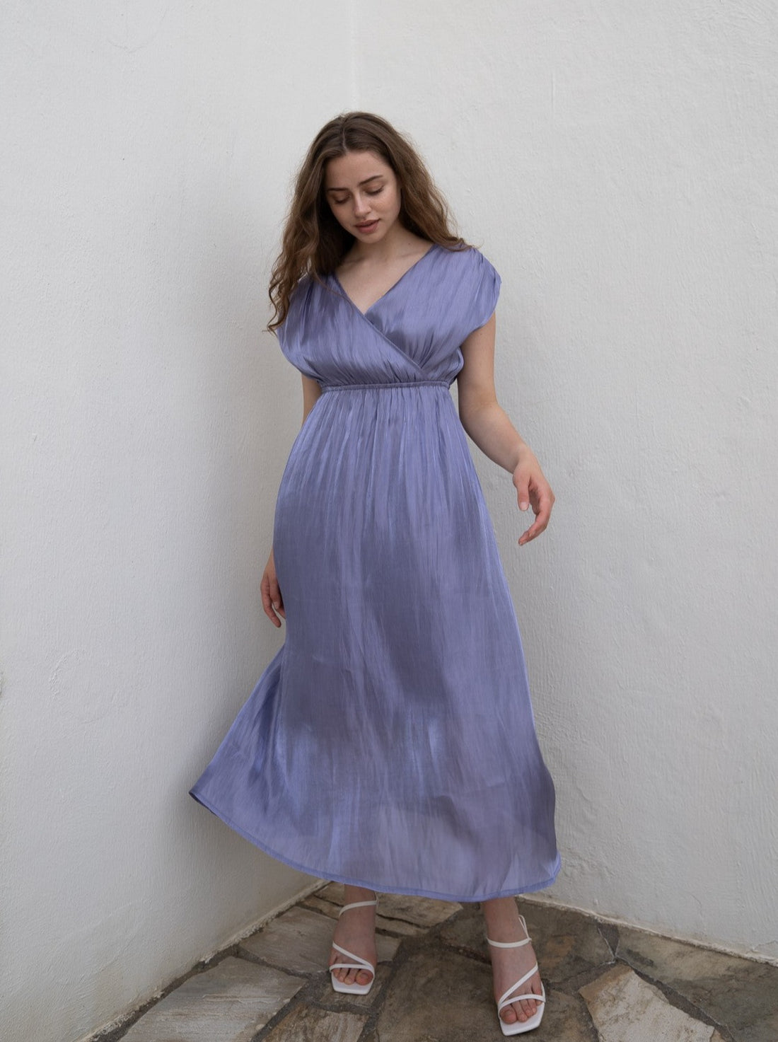 three way cache-coeur satin dress / 藤紫(purple) – AMATERASJAPAN
