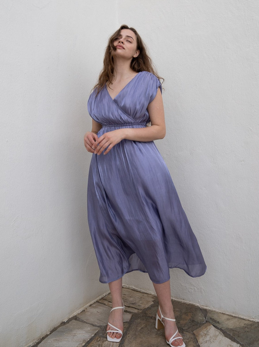 three way cache-coeur satin dress / 藤紫(purple) – AMATERASJAPAN