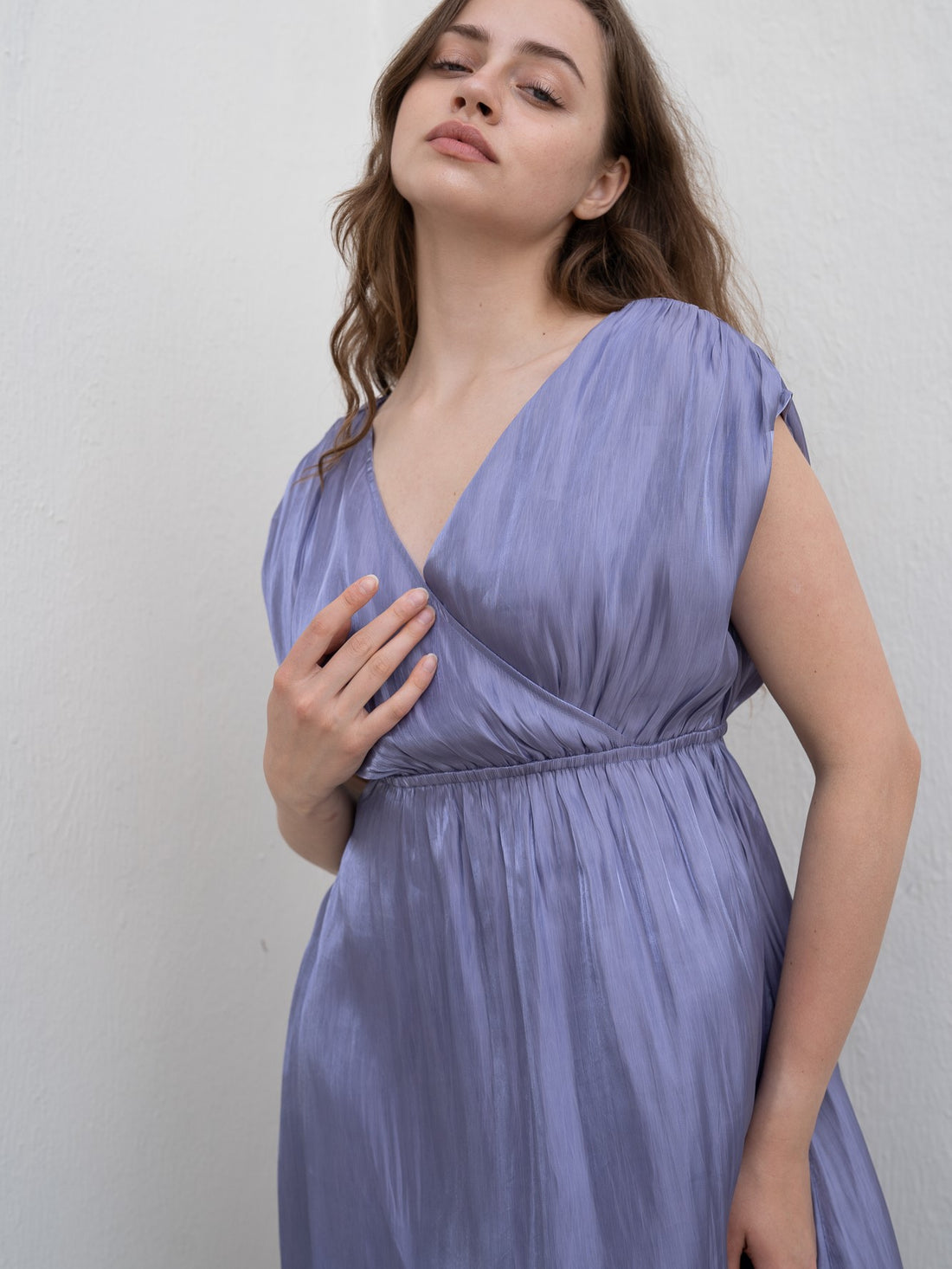 three way cache-coeur satin dress / 藤紫(purple) – AMATERASJAPAN